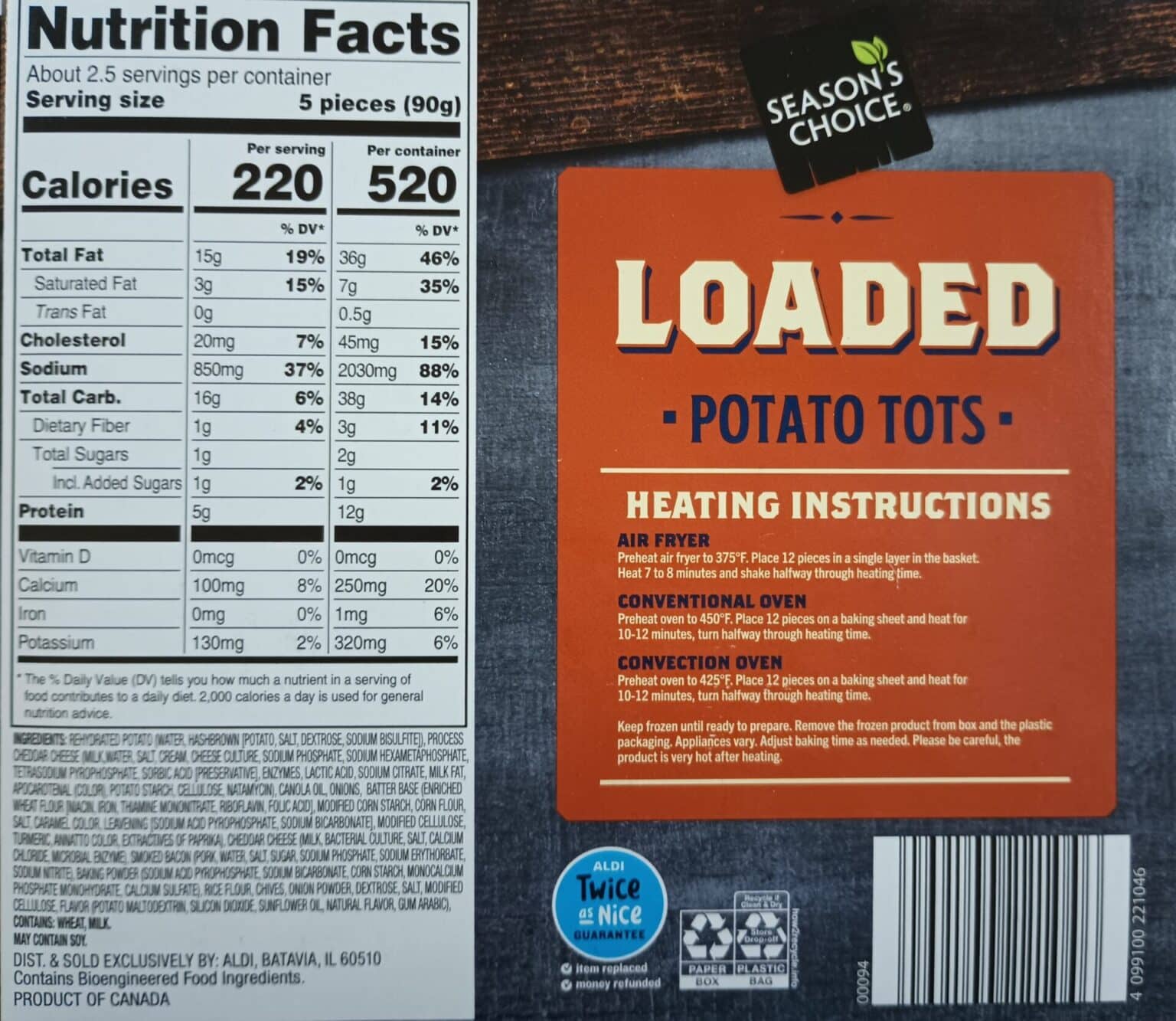 Season's Choice Potato Tots: Cheesy Jalapeno and Loaded | Aldi Reviewer