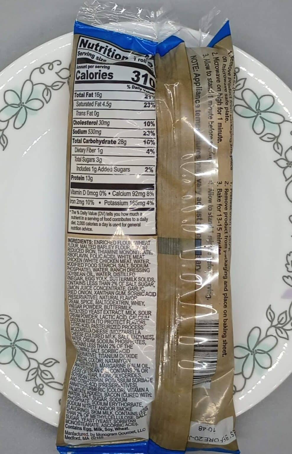 Snapps Appetizers Chicken Bacon Ranch in a Soft Roll | Aldi Reviewer