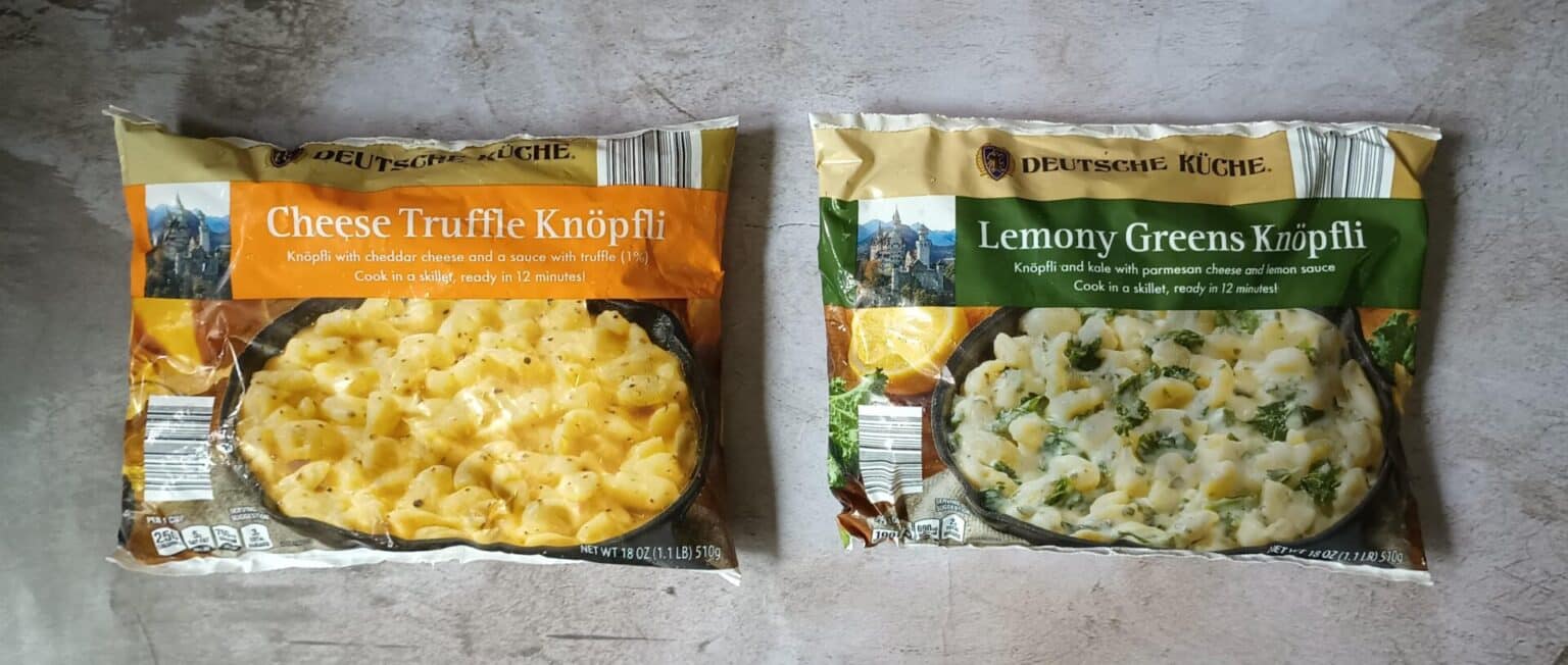 Deutsche Küche Cheese Truffle Knöpfli and Lemony Greens Knöpfli | Aldi ...