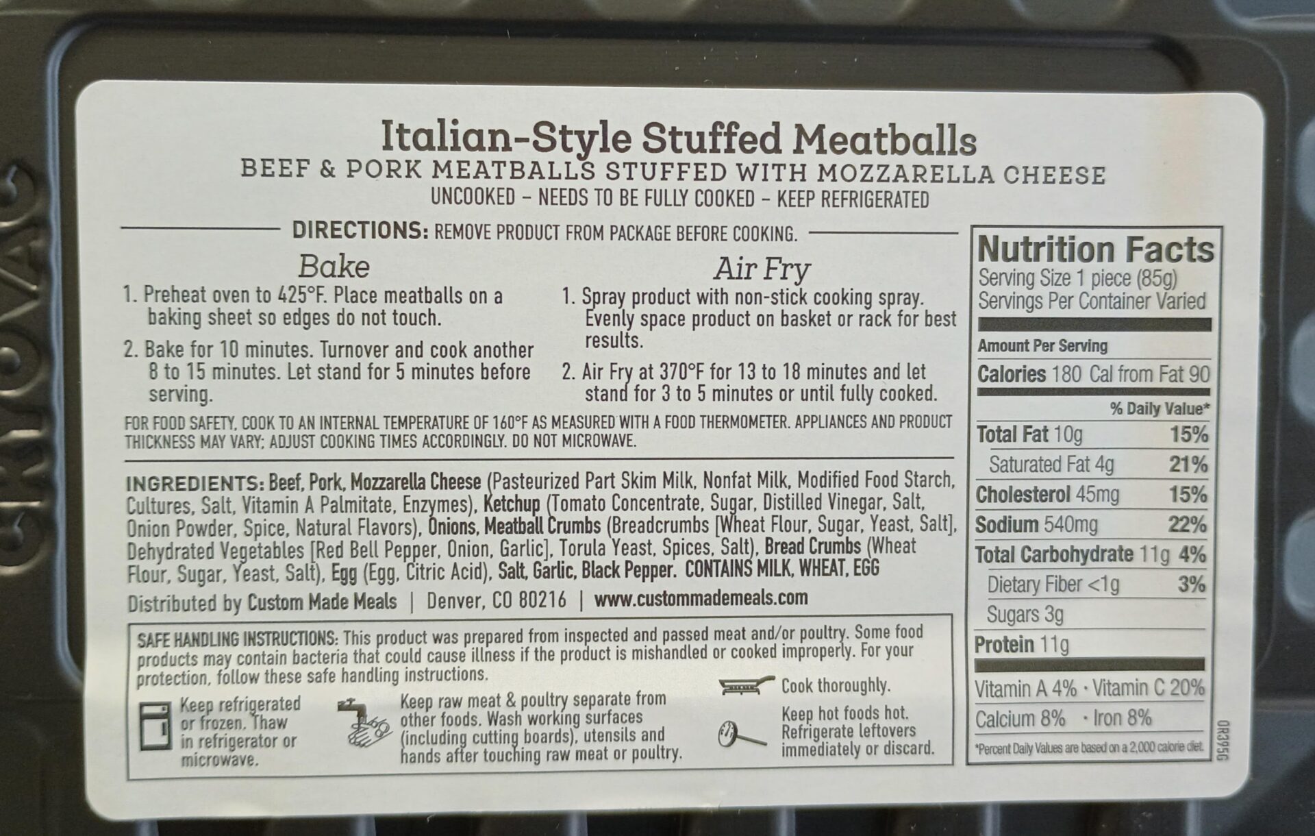 Custom Made Meals Italian-Style Stuffed Meatballs | Aldi Reviewer