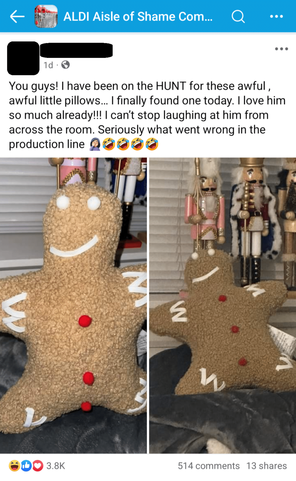 This Quirky Little Aldi Gingerbread Man Pillow is Going Viral | Aldi ...