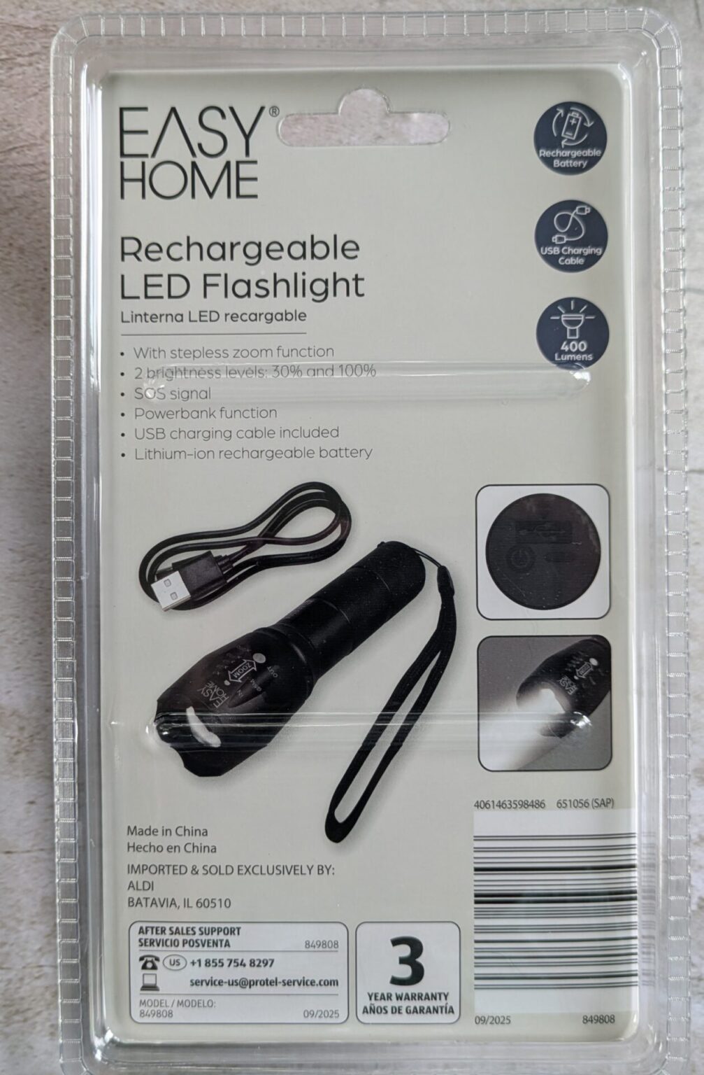 Easy Home Rechargeable LED Flashlight | Aldi Reviewer