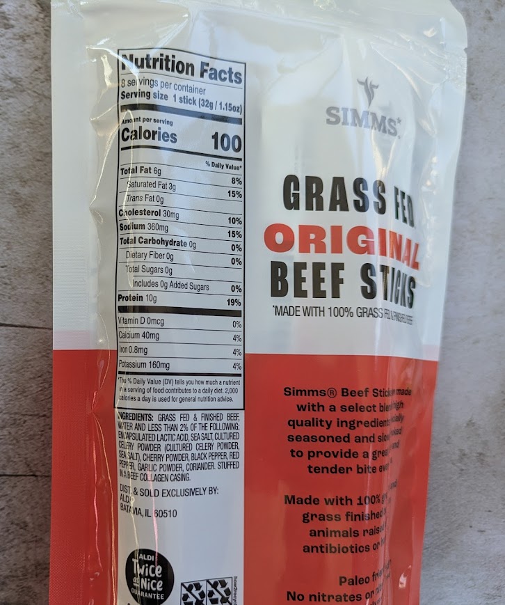 Simms Grass Fed Beef Sticks | Aldi Reviewer