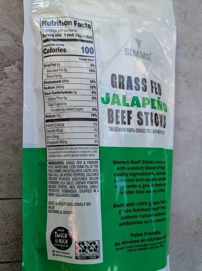 Simms Grass Fed Beef Sticks | Aldi Reviewer