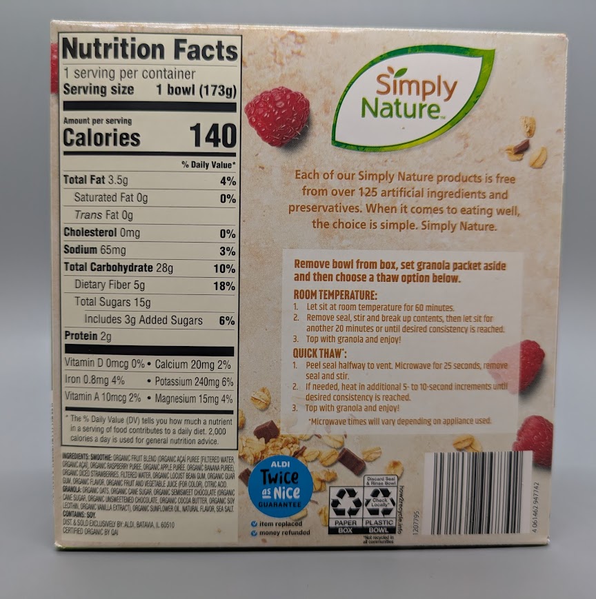 Simply Nature Acai Fruit Bowls | Aldi Reviewer